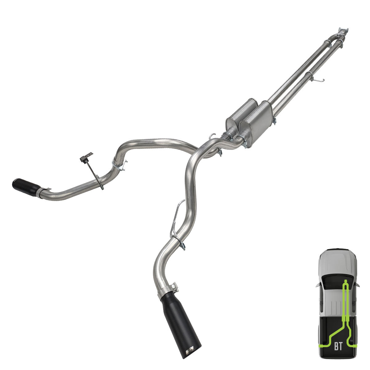 Ford, 2009-2020, 5.0L, Clamp/On - MPI Exhaust Cat-Back Dual Exhaust Ki ...