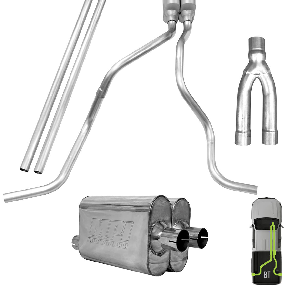RAM, 2009-2018, 5.7L, Stainless - MPI Exhaust Cat-Back Dual Stainless ...